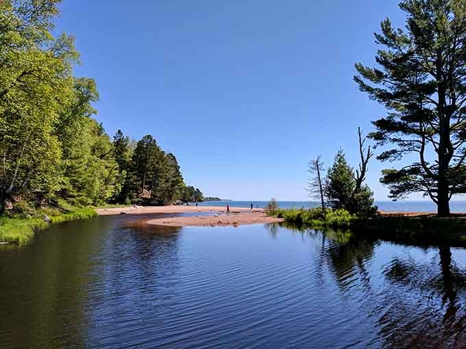 That lagoon creates a natural swimming pool warmer than Superior's usual "polar plunge" temperatures, thankfully.