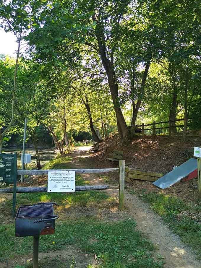 Even the dog park gets its own space here, because Fido deserves historical ruins too, apparently.