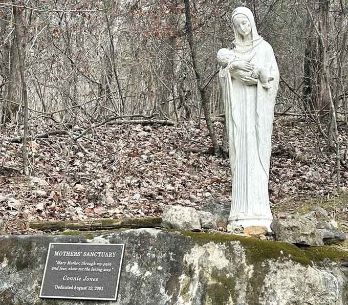 The Mothers' Sanctuary offers a peaceful spot where nature and devotion meet in perfect harmony.