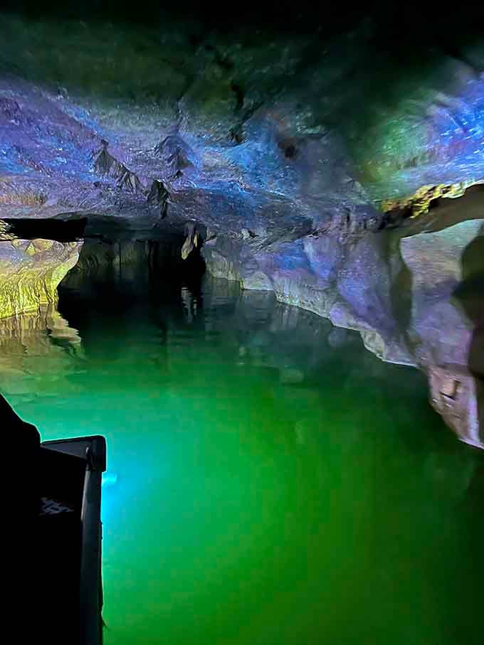 When the lights hit just right, the cave walls glow like something from a sci-fi movie set.