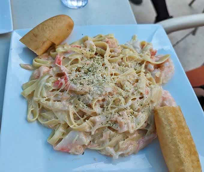 Seafood pasta this creamy and loaded with shrimp belongs in a food magazine, not landlocked Wisconsin.