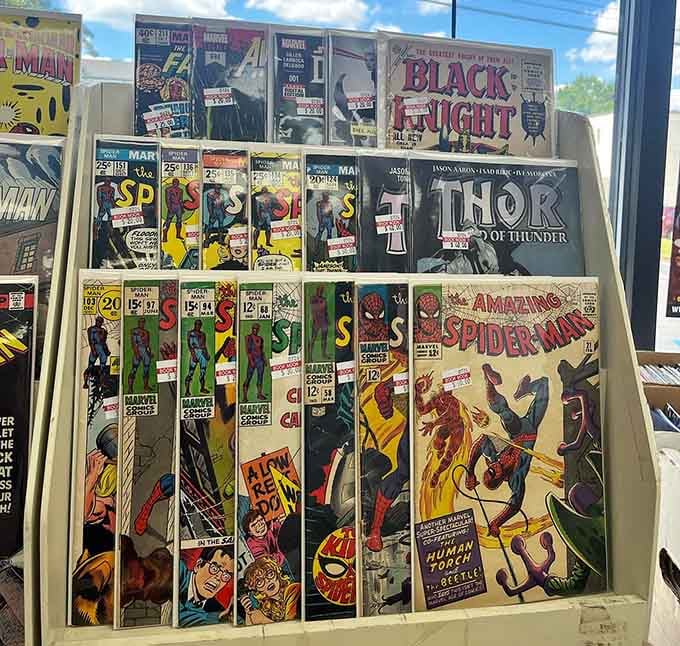 Vintage Marvel comics that would make Stan Lee proud line up like colorful soldiers of nostalgia and wonder.