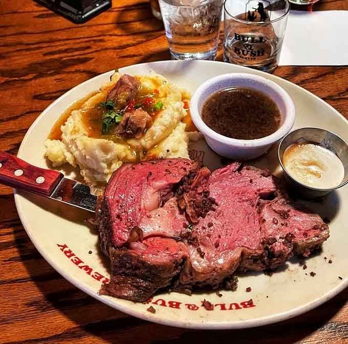 Prime rib so tender and perfectly cooked, it practically melts before your fork even touches the plate.