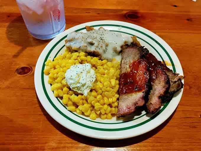 That brisket has a smoke ring that would make competition pitmasters weep with envy and pure admiration.