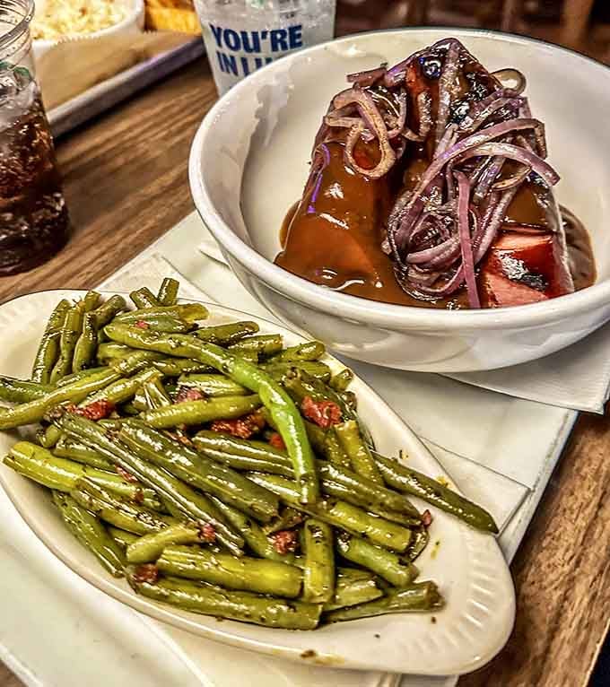 Bangers swimming in gravy with those perfectly caramelized onions, this is comfort food that means serious business.