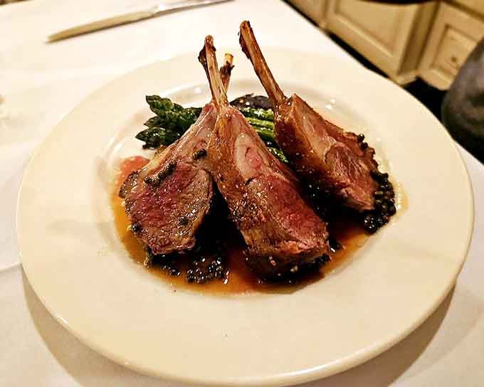 Rack of lamb presented with the kind of artistry that makes you pause before diving in hungrily.