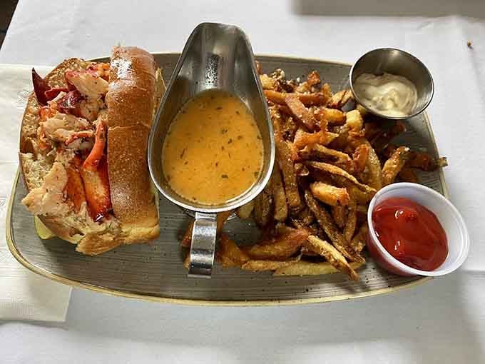 That lobster roll comes loaded with sweet meat, proving Connecticut knows how to treat crustaceans right.