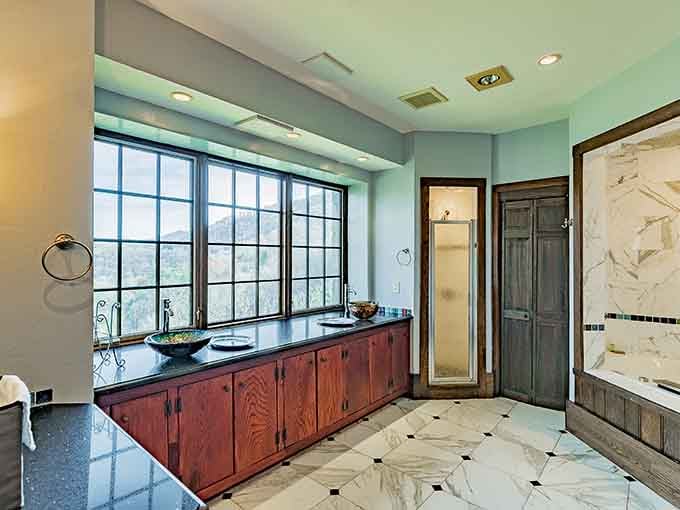 A bathroom this luxurious makes you reconsider everything you thought you knew about castle living.