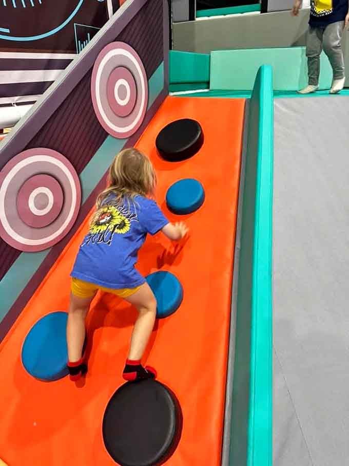 Climbing walls meet stepping stones in this orange obstacle that'll have you channeling your inner ninja warrior.