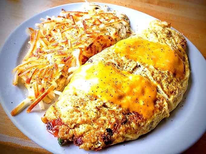 The Garbage Omelet proves that everything but the kitchen sink can actually be a compliment when cooked this well.