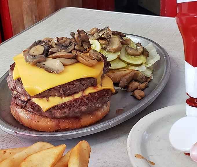 The Legend lives up to its name with double patties, double cheese, and mushrooms piled high with pride.
