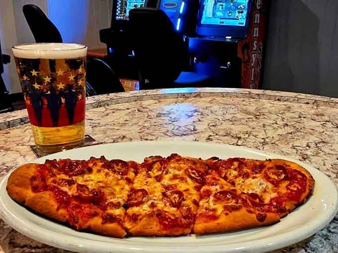 Honey-kissed pepperoni on crispy flatbread crust delivers sweet and savory harmony that rivals any pizzeria's finest creation.