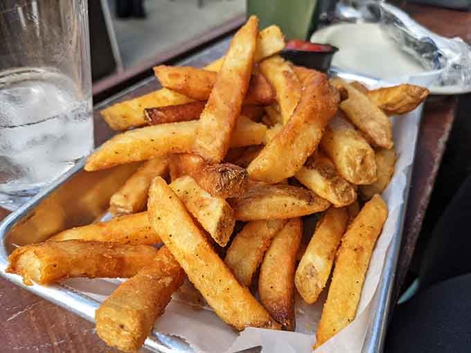 Crispy, golden fries that prove you can absolutely fuel a gaming marathon with proper sustenance and zero regrets.