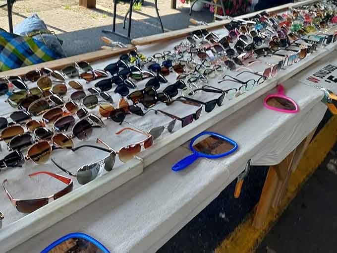 Rows of shades stretch endlessly, offering protection from sun and style for less than a movie ticket.