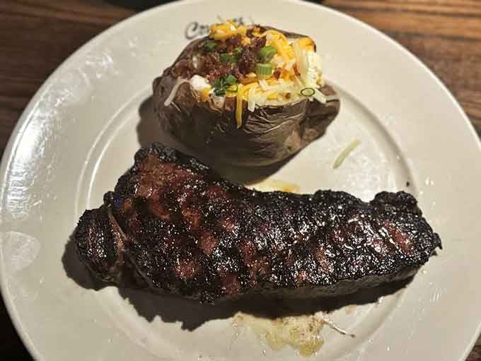 A New York strip this beautifully seared makes you understand why people write love songs about beef.