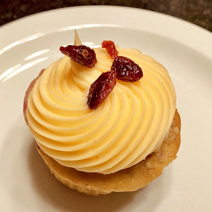 Cranberries on top signal something special, a sweet and tangy combination that works beautifully together.