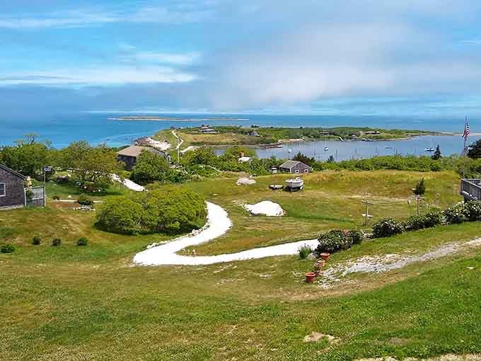 Rolling green hills meet endless blue horizons in a view that makes your blood pressure drop instantly.