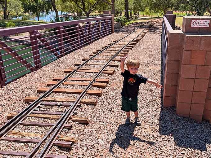 Real tracks, real ties, real engineering, just scaled down to adorable proportions that still work perfectly.