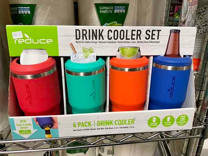 Four-pack drink coolers that keep beverages cold and your summer gatherings infinitely more colorful and convenient than ever.