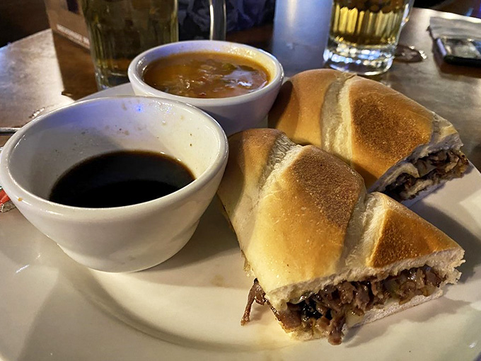 French dip with au jus that could make a vegetarian reconsider their life choices, temporarily anyway.