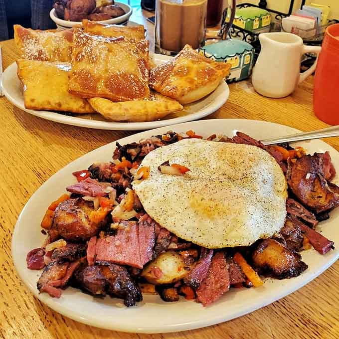 Pastrami hash topped with an egg because sometimes breakfast needs to be bold and unapologetically indulgent.