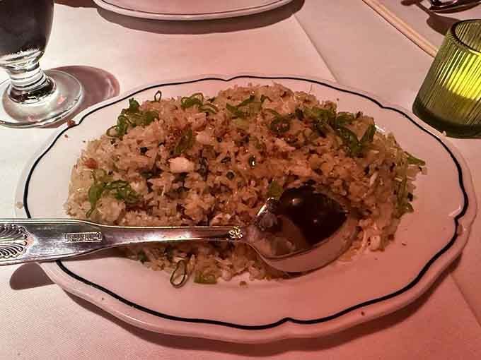Crab Fried Rice that's so perfectly executed, you'll wonder why anyone ever bothered adding eggs to this masterpiece.