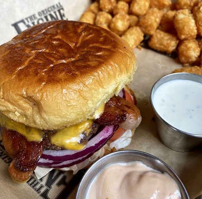 This burger comes with bacon, cheese, and enough personality to make you forget you ever considered a salad.