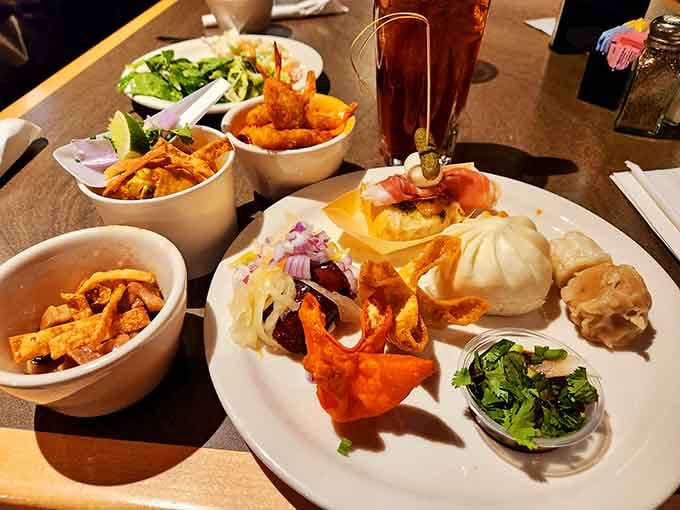 Dim sum variety lets you sample multiple flavors without committing to just one culinary direction today.