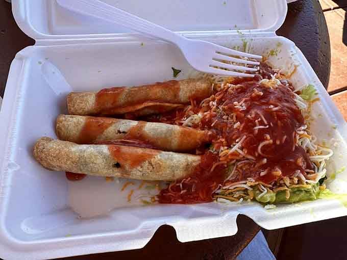 Golden, crispy taquitos smothered in sauce and cheese&mdash;your childhood favorite all grown up and better than ever.