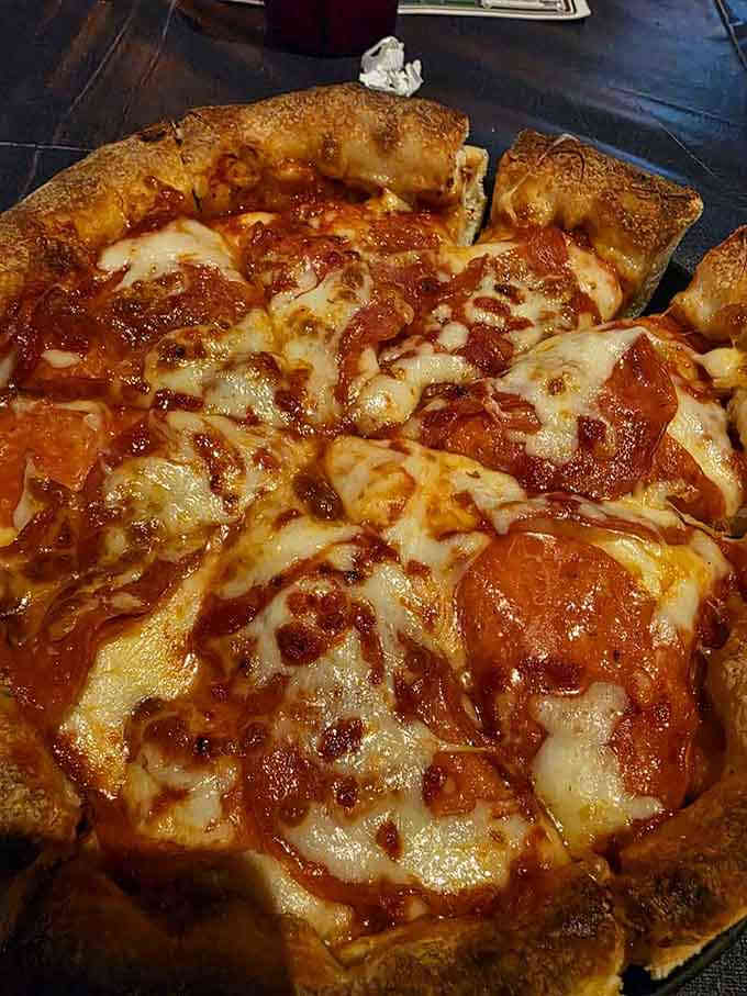Count Dracula would approve of all that pepperoni, even if the garlic might cause him some concern.