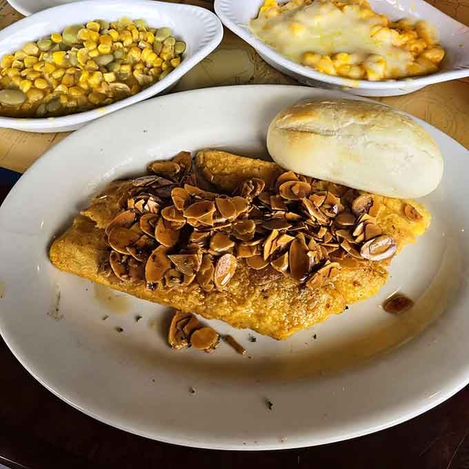 Fish almandine topped with toasted almonds brings that classic New Orleans elegance to your waterfront table with style.