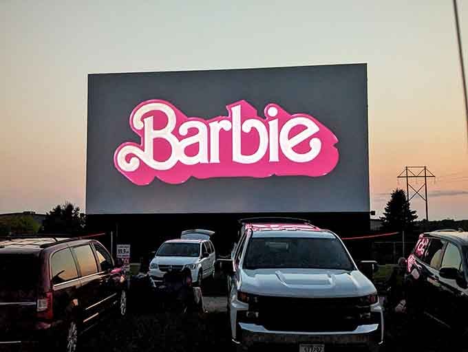The Barbie movie never looked so good as it does on this towering screen at twilight.