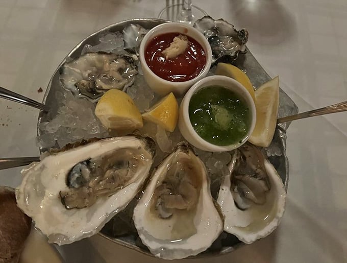Fresh oysters on ice, briny and beautiful, ready to transport your taste buds straight to the coast.