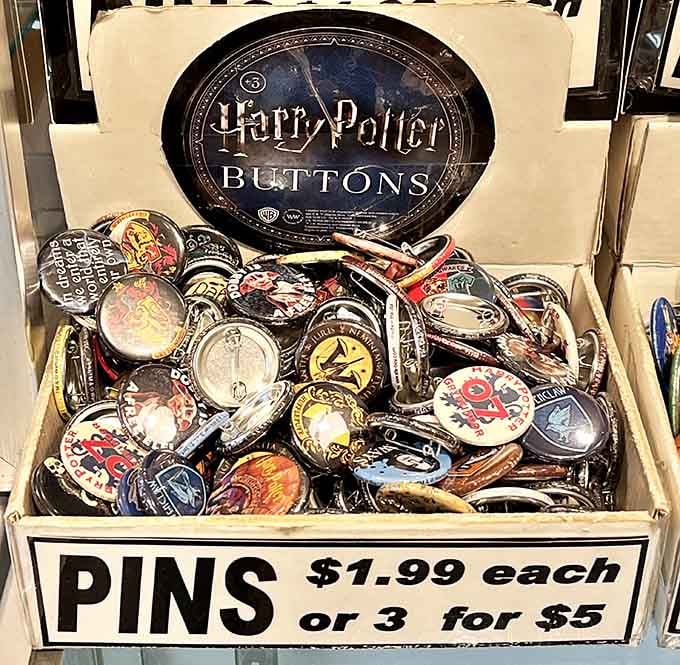 Harry Potter buttons by the boxful, because sometimes the smallest treasures spark the biggest waves of pure nostalgia.