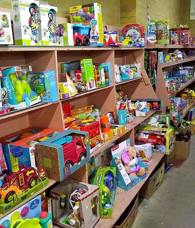 Toy shelves packed tighter than Santa's workshop, offering childhood joy at prices parents actually appreciate.