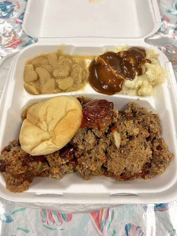 Meatloaf that looks like it was made by someone who actually remembers when meatloaf was considered fancy dinner food.