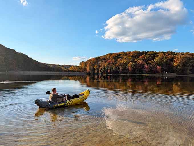 Paddling across mirror-smooth water at dawn beats your morning commute by approximately infinity percent, give or take.