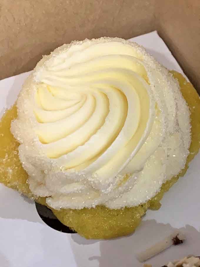 Sparkling white frosting dusted with sugar crystals, this cupcake looks like winter decided to taste absolutely fantastic.