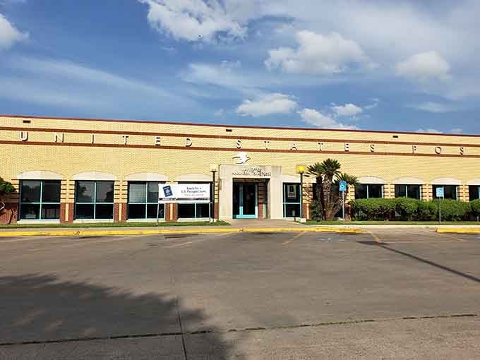 Even the post office looks like it belongs in a better era, when buildings had personality and mail actually mattered.