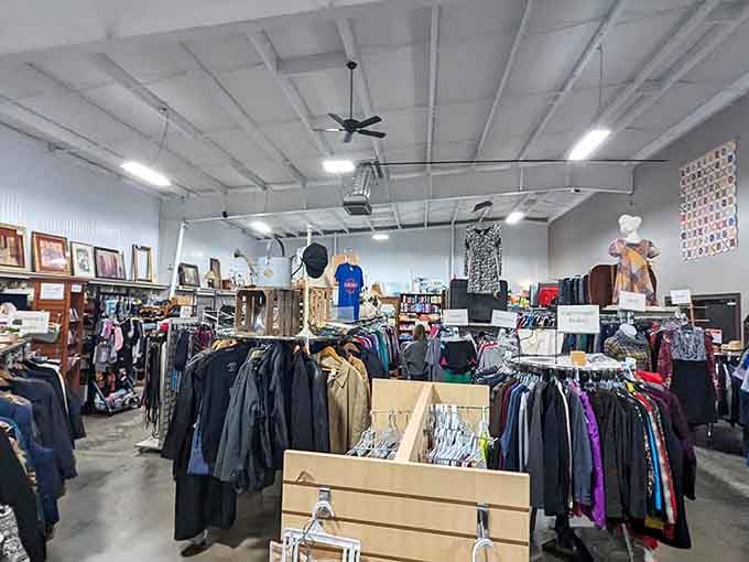 High ceilings and wide aisles mean you can actually browse without performing gymnastics between the clothing racks.