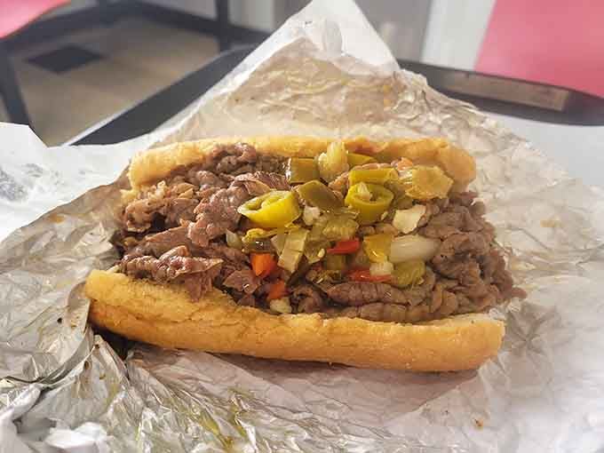 Italian beef so generously piled it makes you wonder if they've ever heard the word "portion control."