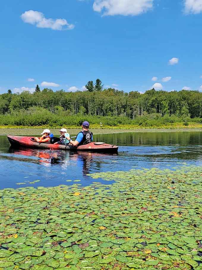 Paddling through lily pads on a summer morning, living your best Monet painting life.