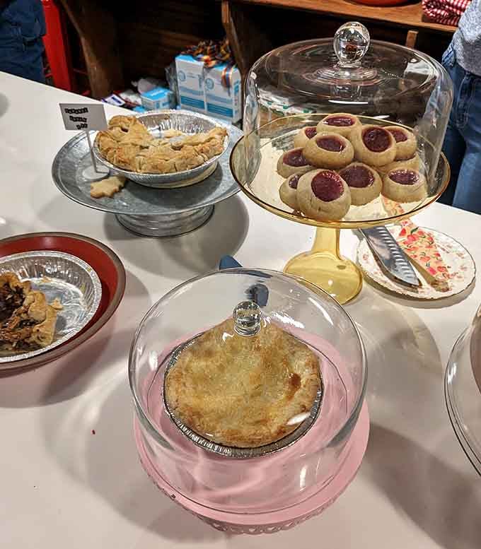 Glass domes protecting precious cargo: cookies and pies displayed like the edible treasures they truly are.