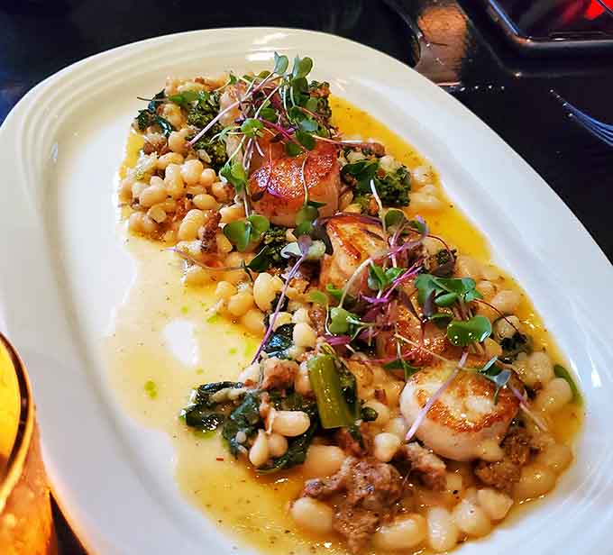 Pan-seared scallops so perfectly golden, they deserve their own standing ovation and encore performance.