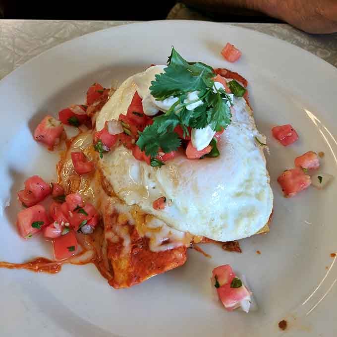 Those breakfast enchiladas topped with fresh pico and cilantro prove that morning food doesn't have to play by the rules.