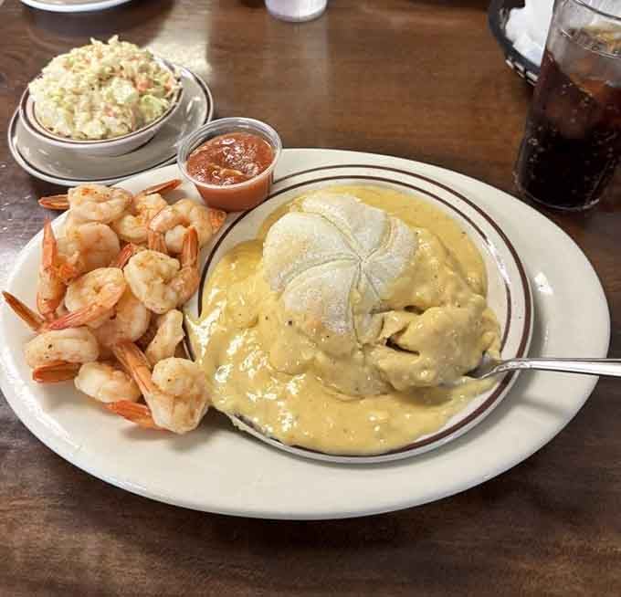 Crab bisque in a bread bowl with shrimp, because Thursday deserves something special and indulgent.