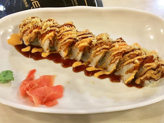 Crispy, saucy, and absolutely Instagram-worthy &ndash; this roll proves that fried and fancy can absolutely coexist beautifully.