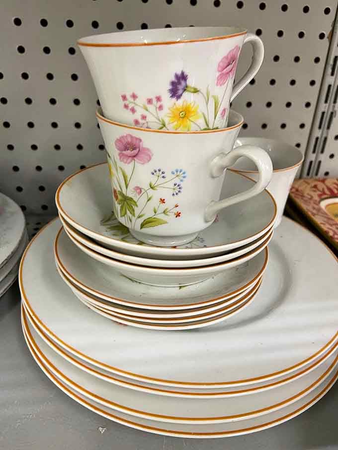 Delicate floral teacups and saucers that could grace any afternoon tea party without breaking the bank.