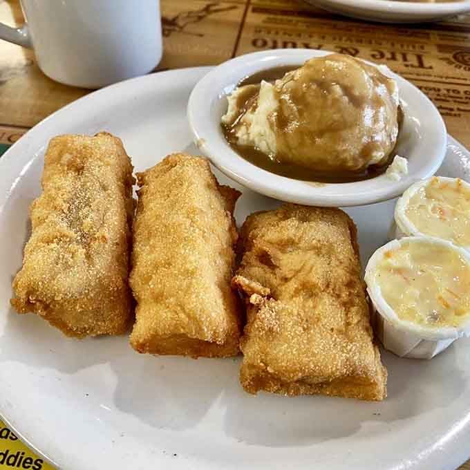Those golden cod pieces paired with mashed potatoes prove that comfort food doesn't need to be complicated.