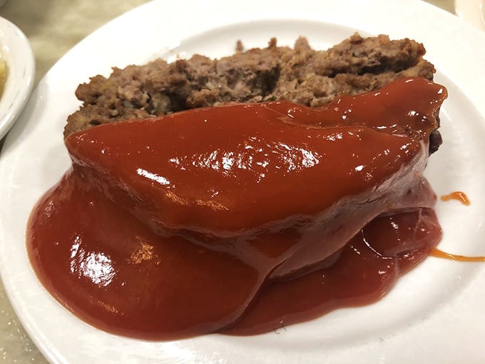 Meatloaf glazed to perfection, because some classics never go out of style no matter what food trends say.